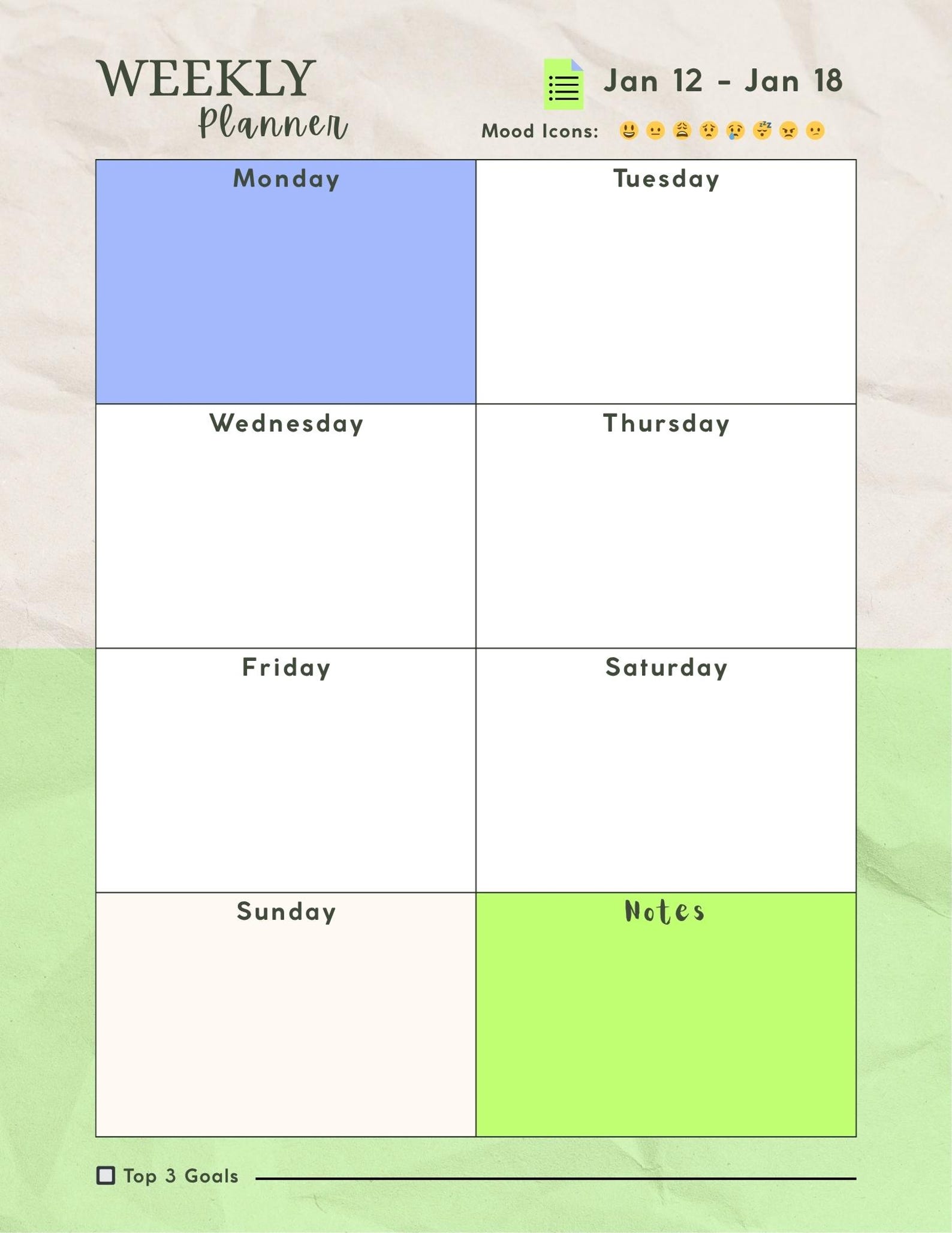 Weekly Printable Planner Insert - A4/US Letter, Fillable PDF (digital ...
