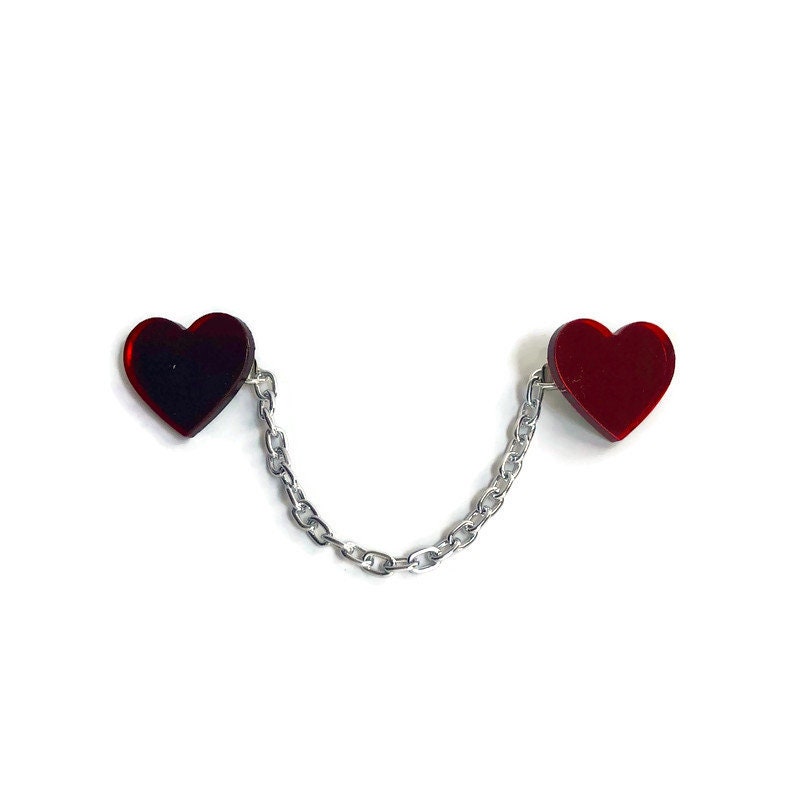 Red Heart Sweater or Cardigan Clip Laser Cut Acrylic Heart | Etsy