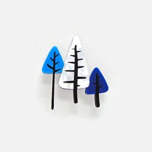 Mid Century Modern Trees Brooch, Vintage 1950 Style Blue Brooch, Retro ...