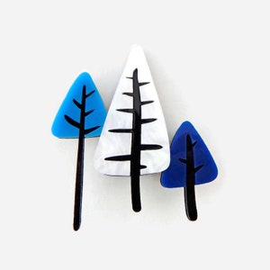 Mid Century Modern Trees Brooch, Vintage 1950 Style Blue Brooch, Retro ...