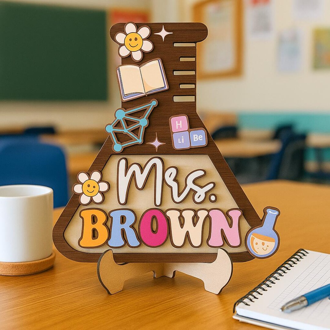 Custom 3D Science Teacher Name Sign – Personalized Chemistry Classroom ...