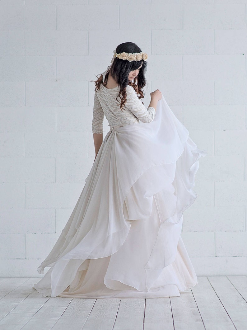 Beige Flower Crown Rustic Wedding Headpiece Boho Hair Wreath | Etsy