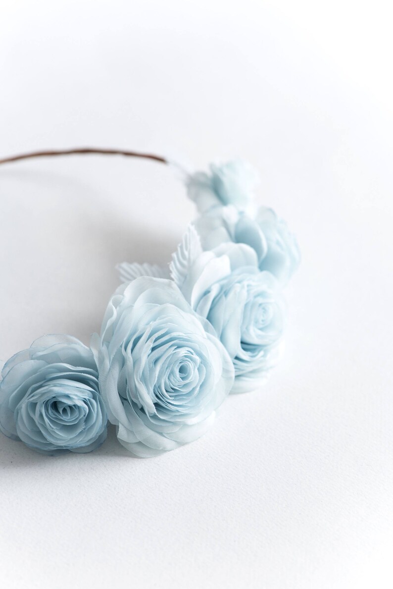 Blue Wedding Veil, Flower Crown Veil, Bohemian Veil, Custom Color ...