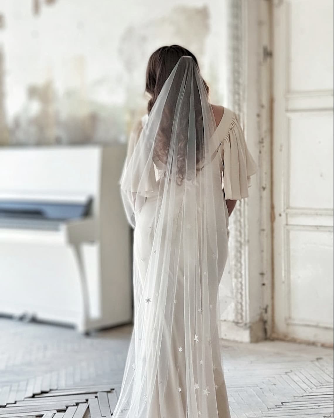 Star Veil Celestial Bridal Veil Wedding Veil With Stars | Etsy