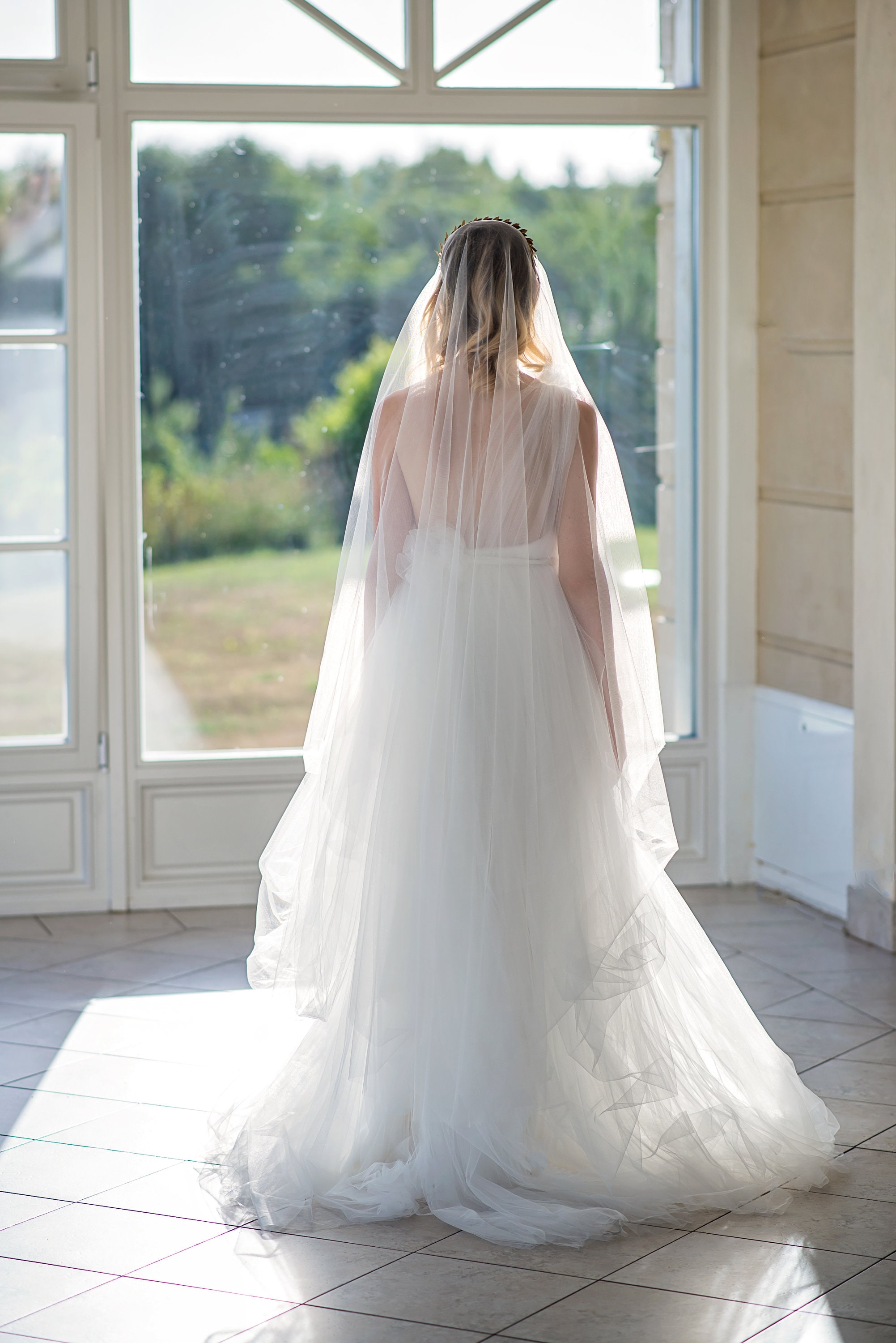 Soft drop veil Simple veil Italian tulle veil Wedding veil | Etsy