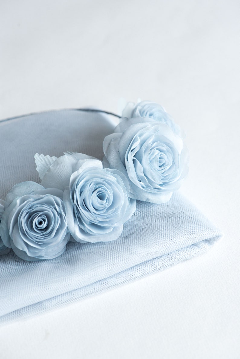 Blue Wedding Veil, Flower Crown Veil, Bohemian Veil, Custom Color ...