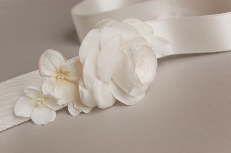 Ivory Flowers Wedding Sash, Wedding Dress Sash, Sash for Wedding Dress ...