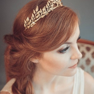 Gold Leaf Headband, Greek Goddess Headband, Grecian Tiara, Wedding ...