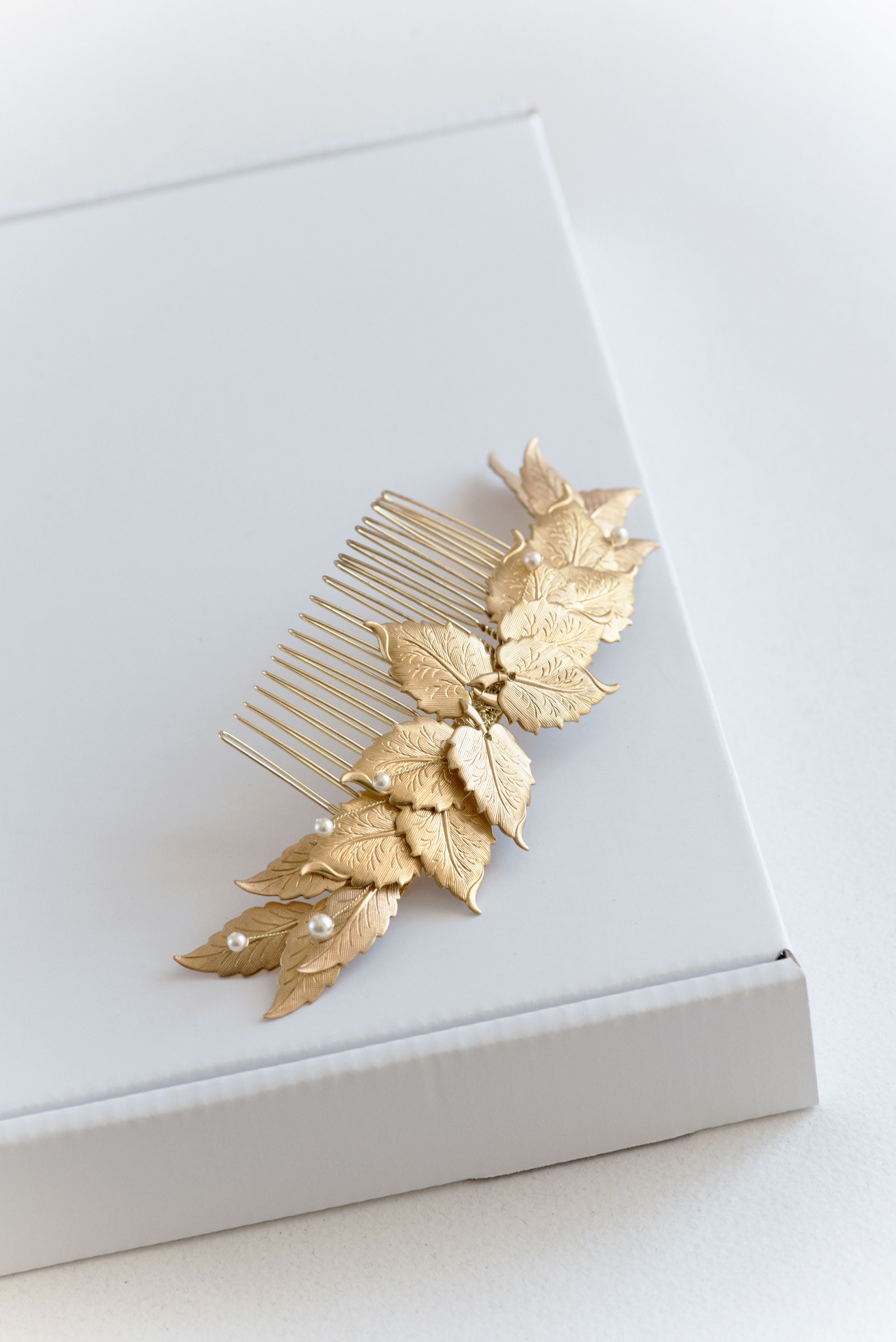 Bridal Hair Comb, Gold Wedding Headpiece, Gold Leaf Hair Comb, Leaf ...