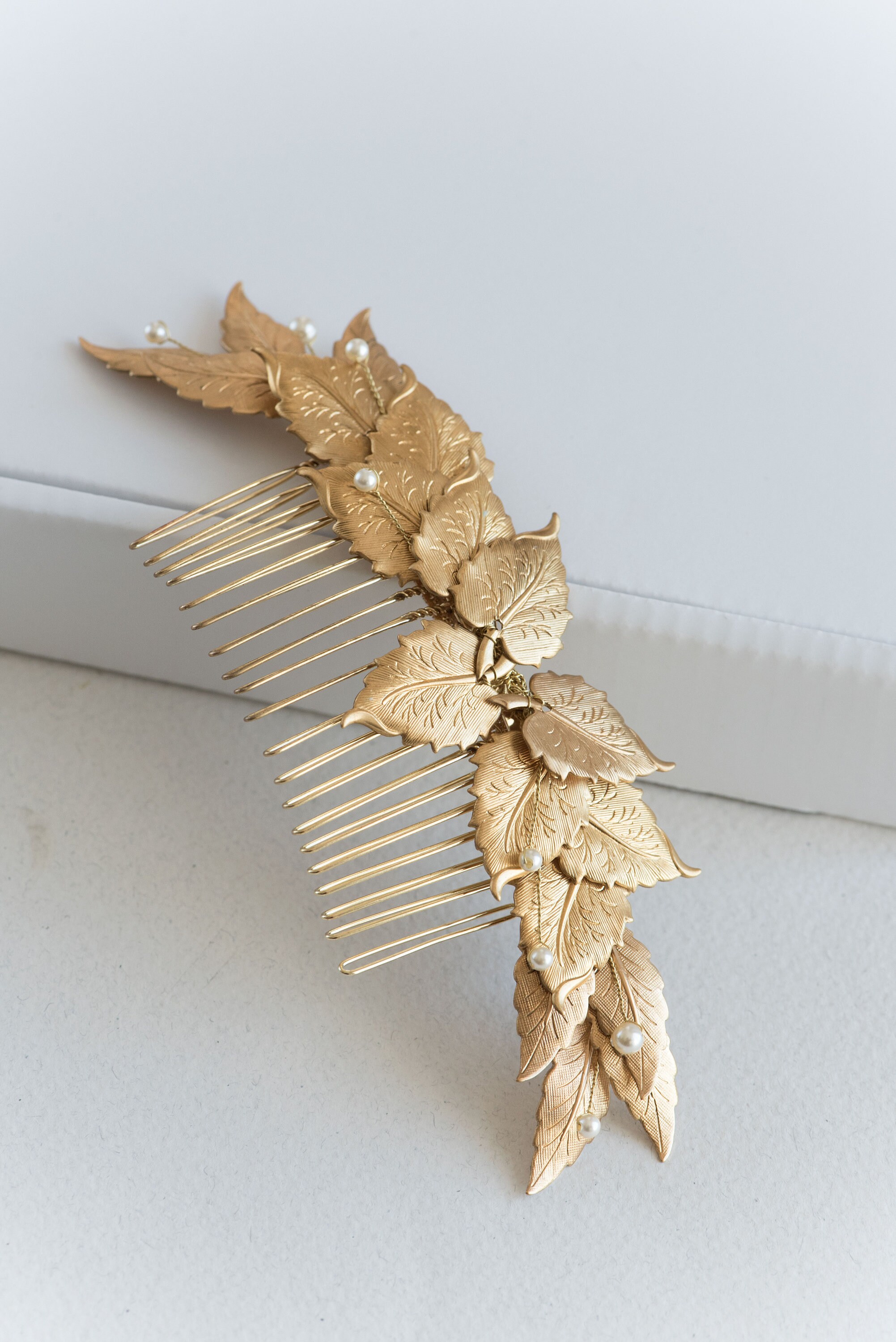 Bridal Hair Comb, Gold Wedding Headpiece, Gold Leaf Hair Comb, Leaf ...