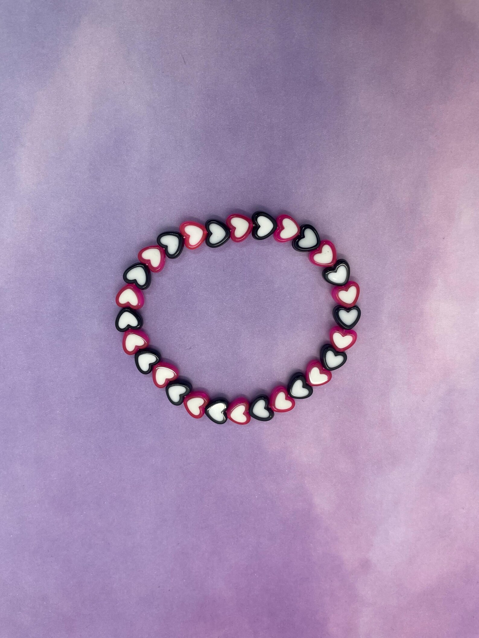 Hot Neon Pink and Black Emo Style Skulls Bones Hearts Bracelets ...