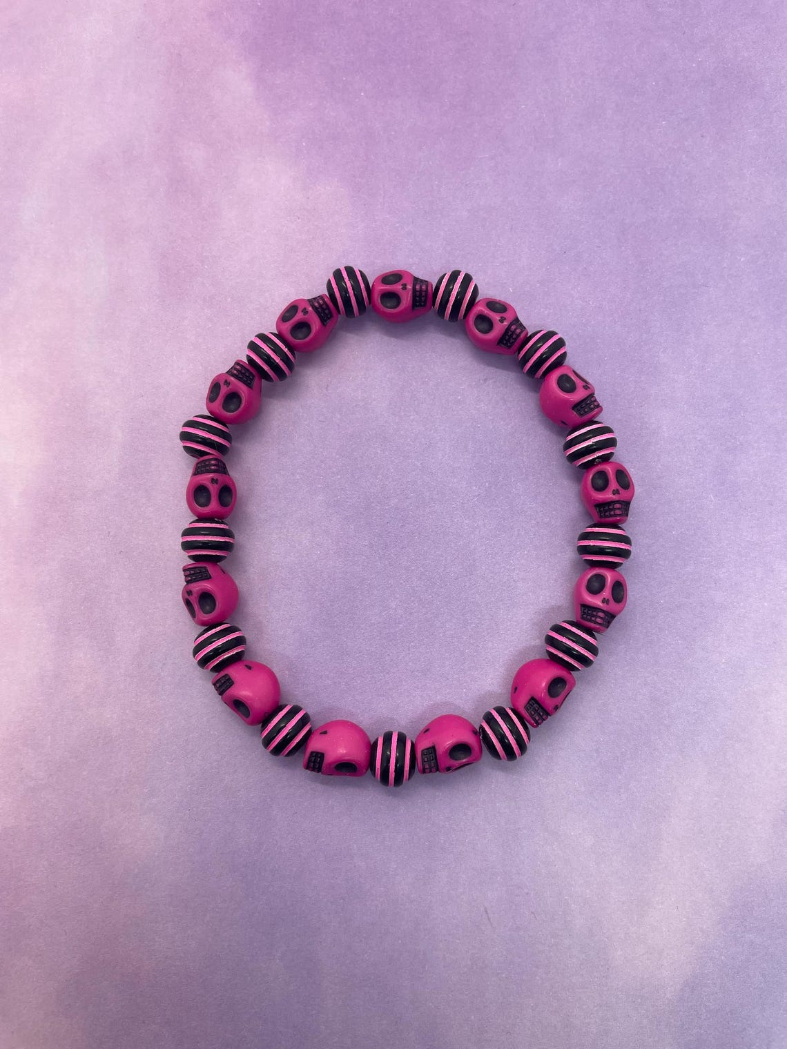 Hot Neon Pink and Black Emo Style Skulls Bones Hearts Bracelets ...