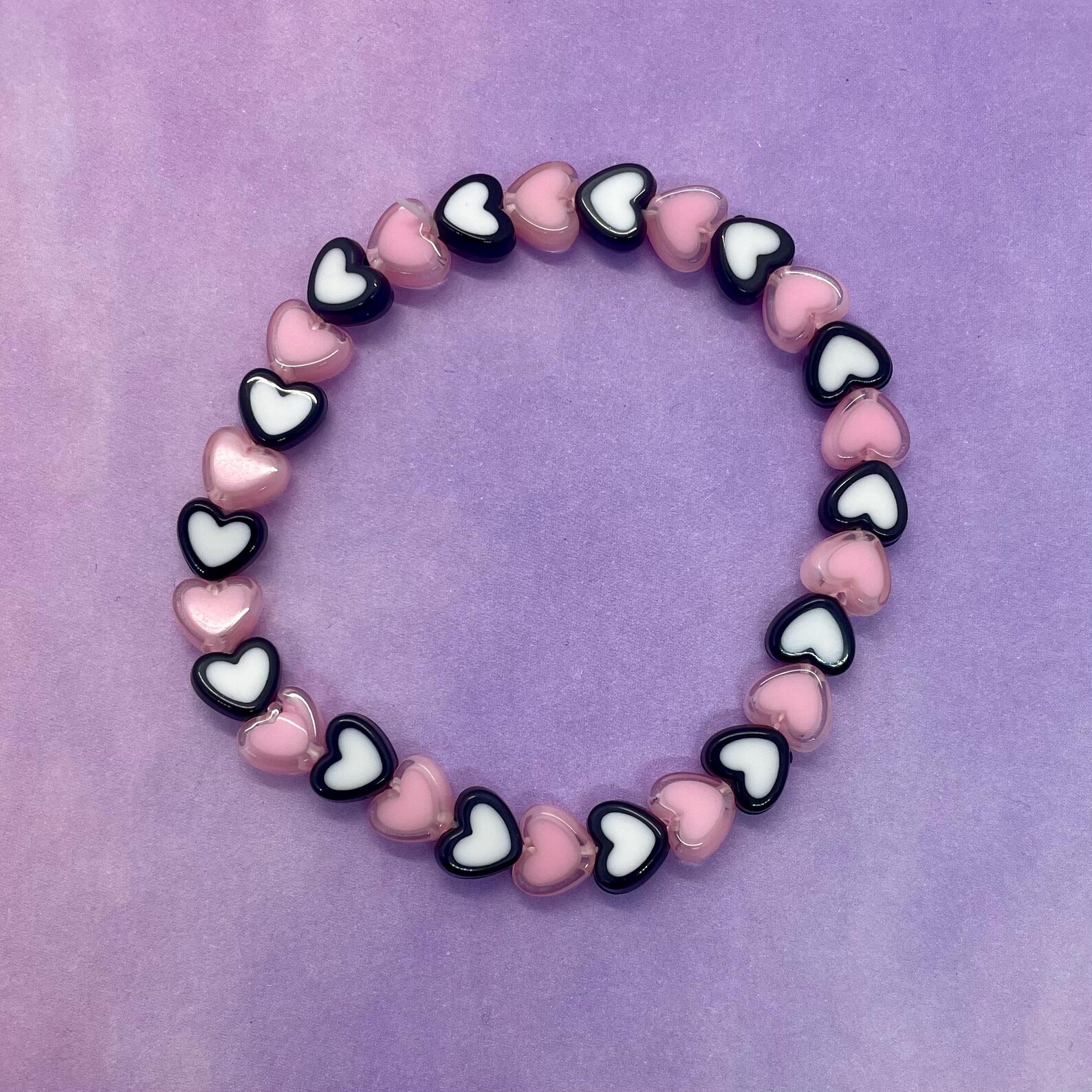Pink and Black Emo Style Skulls Bones Hearts Bracelets Alternative Punk ...
