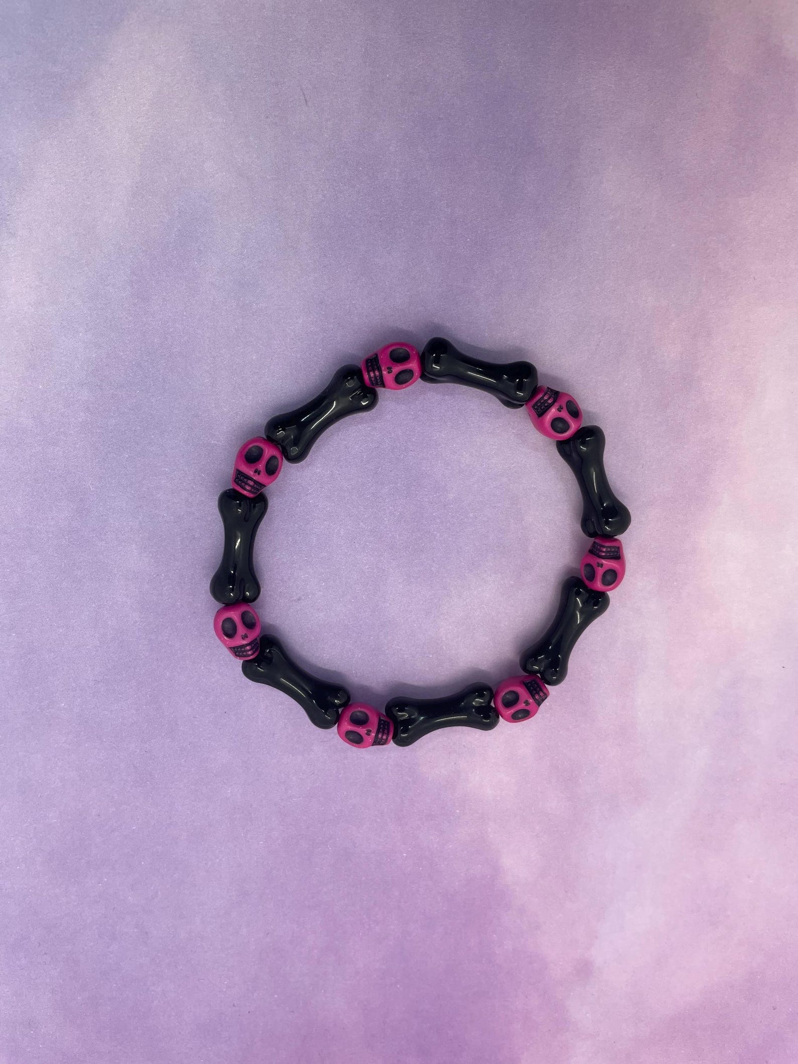 Hot Neon Pink and Black Emo Style Skulls Bones Hearts Bracelets ...