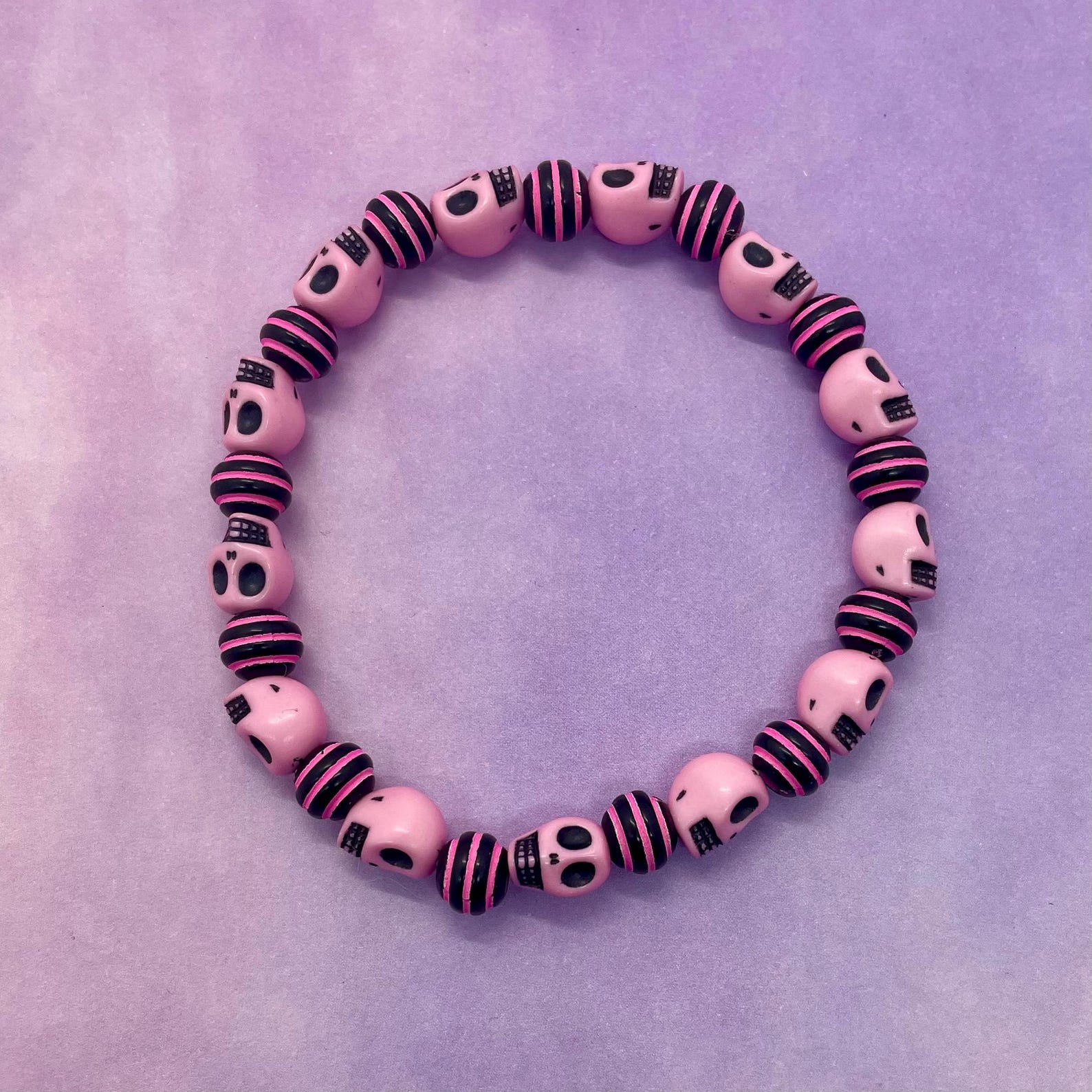Pink and Black Emo Style Skulls Bones Hearts Bracelets Alternative Punk ...