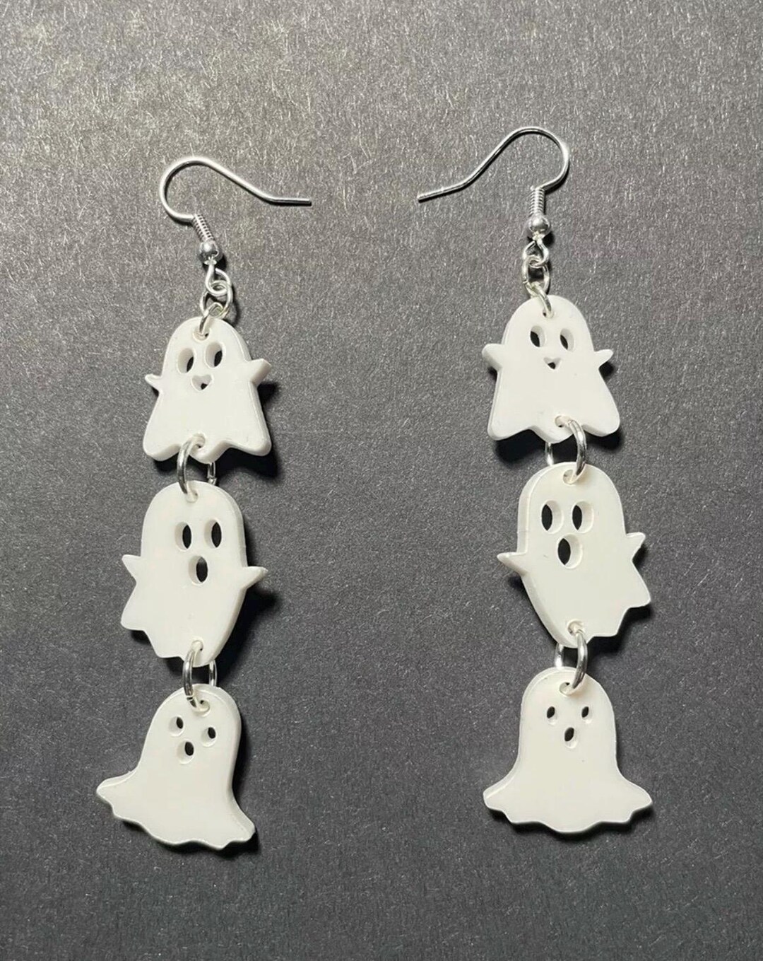 Cute Kawaii White Acrylic Ghost Earrings Happy Smiling Goth Halloween ...