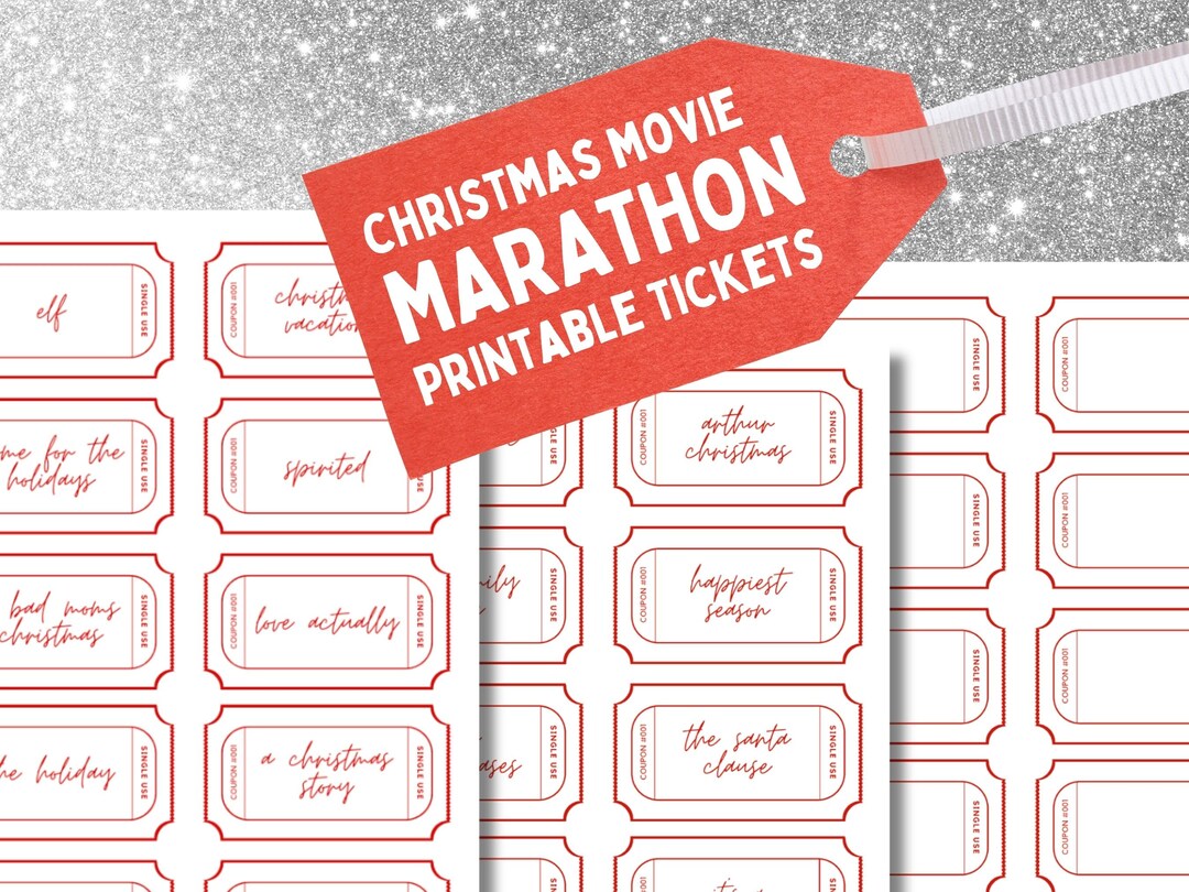 Printable Christmas Movie Tickets - Set of 20 + Blanks - Etsy