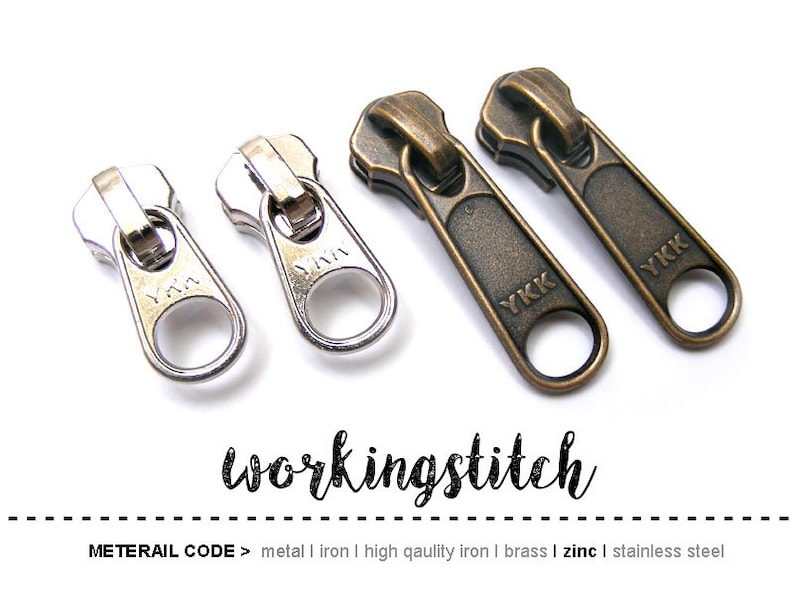 10pcs ZINC YKK No.3 for Nylon Zipper Teeth Only Genuine Leather Zipper ...