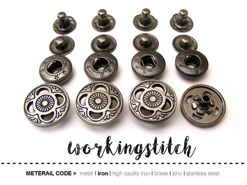 10sets 15.5mm 5/8 Vintage Flower Cap Craft Snap Spring - Etsy