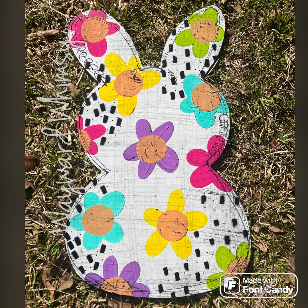 Spring Bunny Door Hanger Easter Decor Door Sign - Etsy