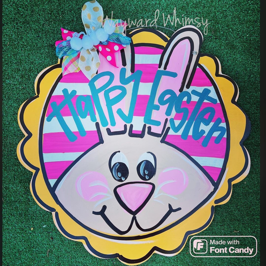 Easter Bunny Happy Easter Wooden Door Hanger- Easter Bunny- Easter Eggs ...
