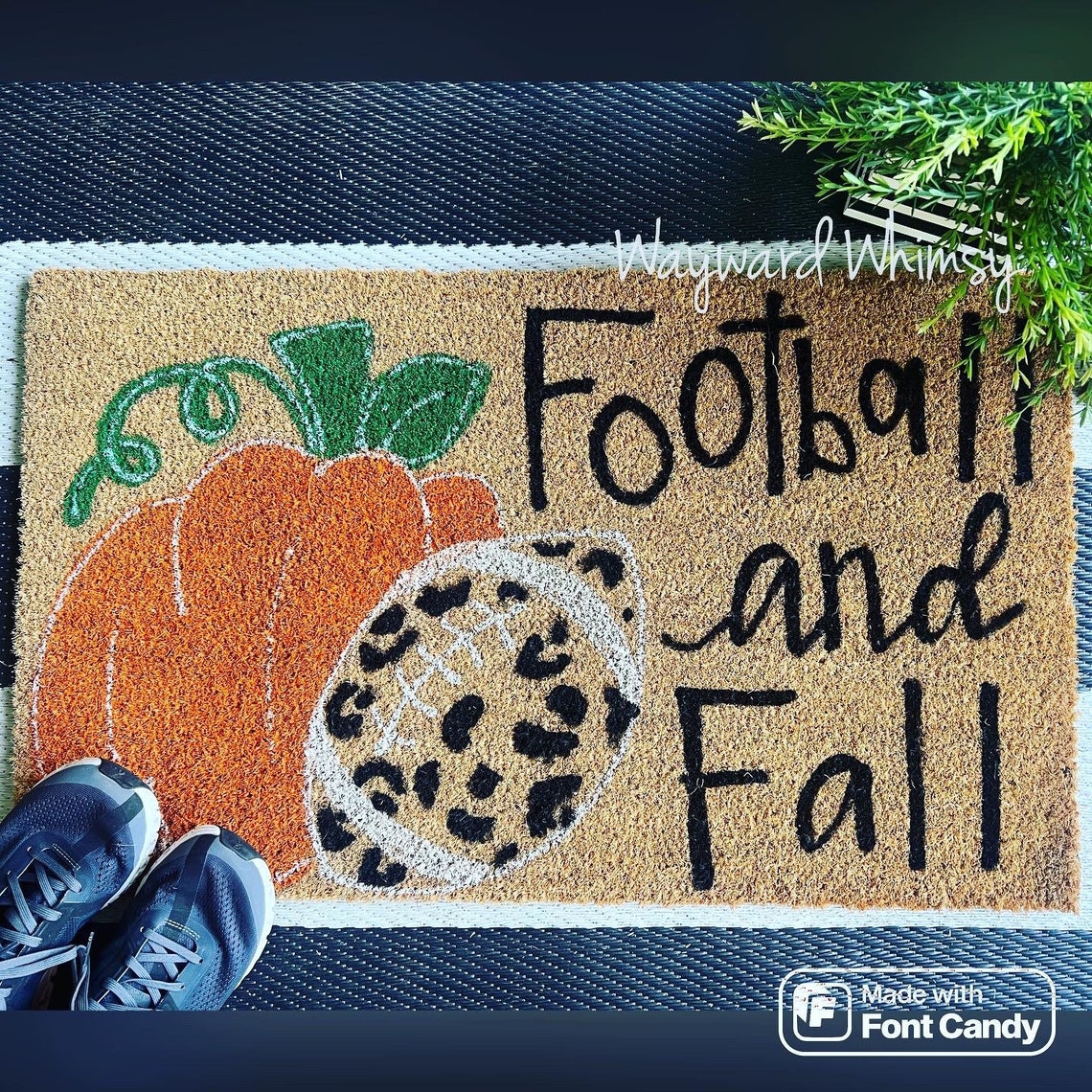 Painted Coir Doormat Football and Fall 30x17 Porch Mat - Etsy