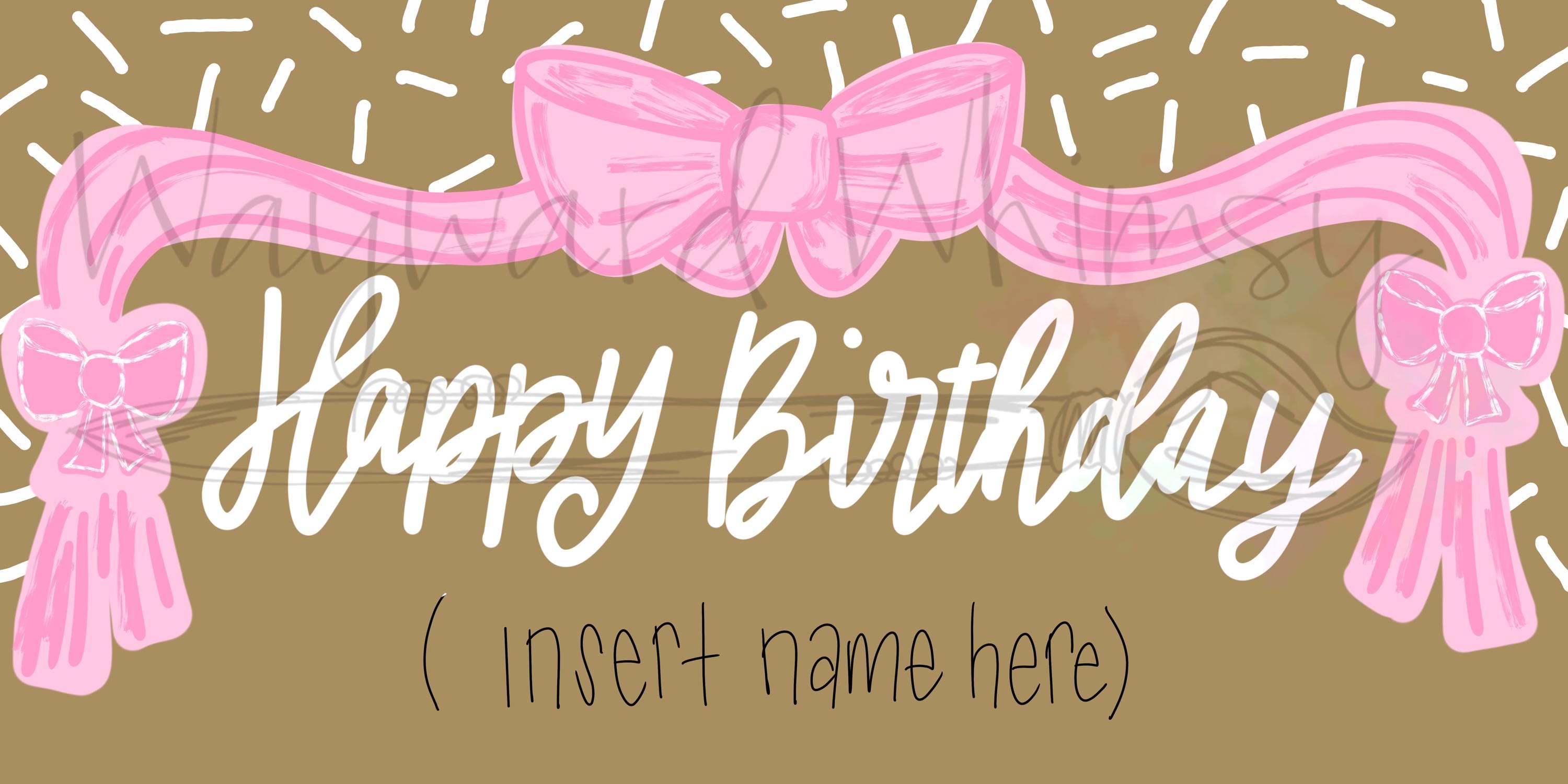 Birthday Banner- Girly Bow - Brown Craft Paper Downloadable File Design ...