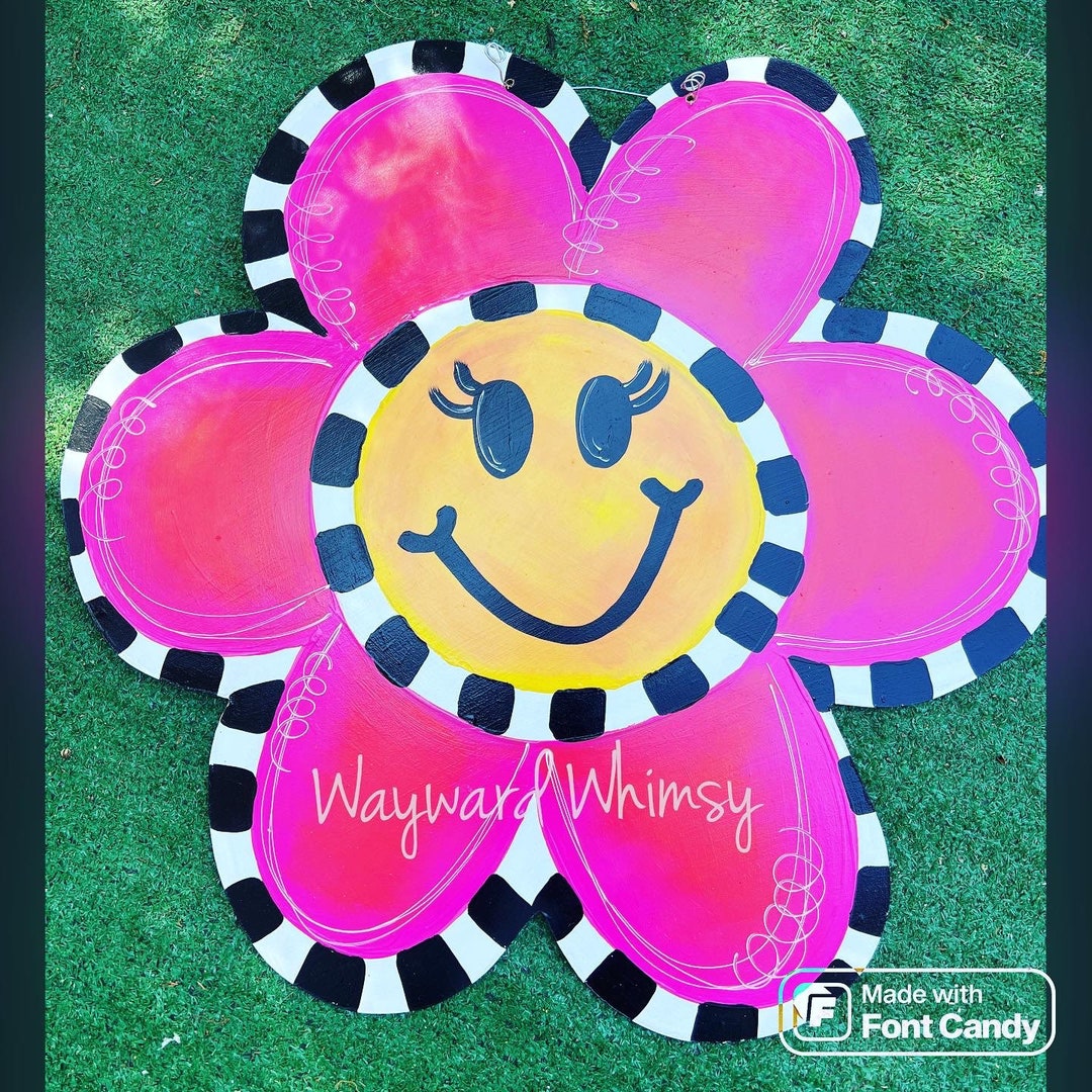 Smile Flower Face Wooden Door Hanged - Etsy