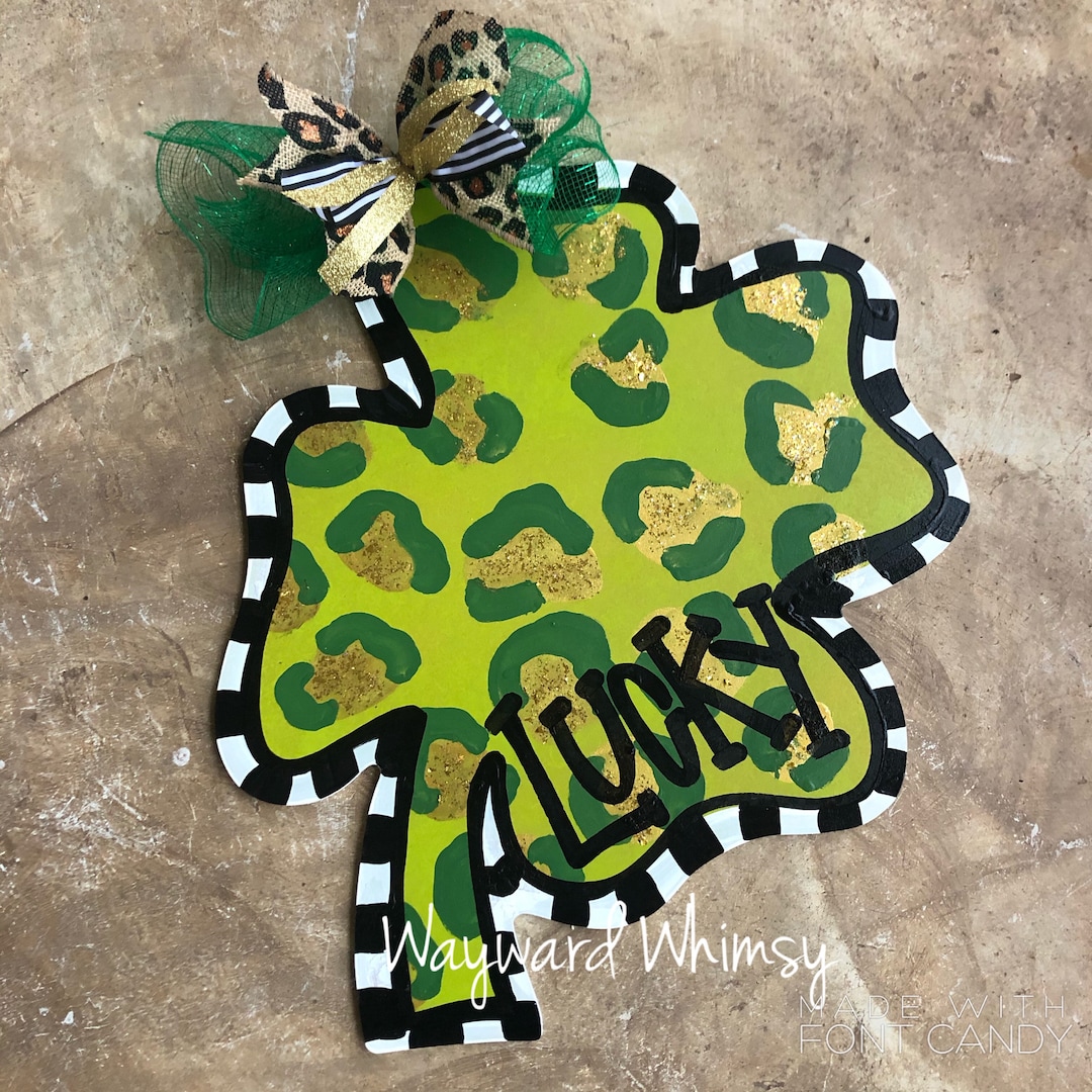 St. Patrick's Day Lucky Four Leaf Clover With Gold Glitter Animal Print ...