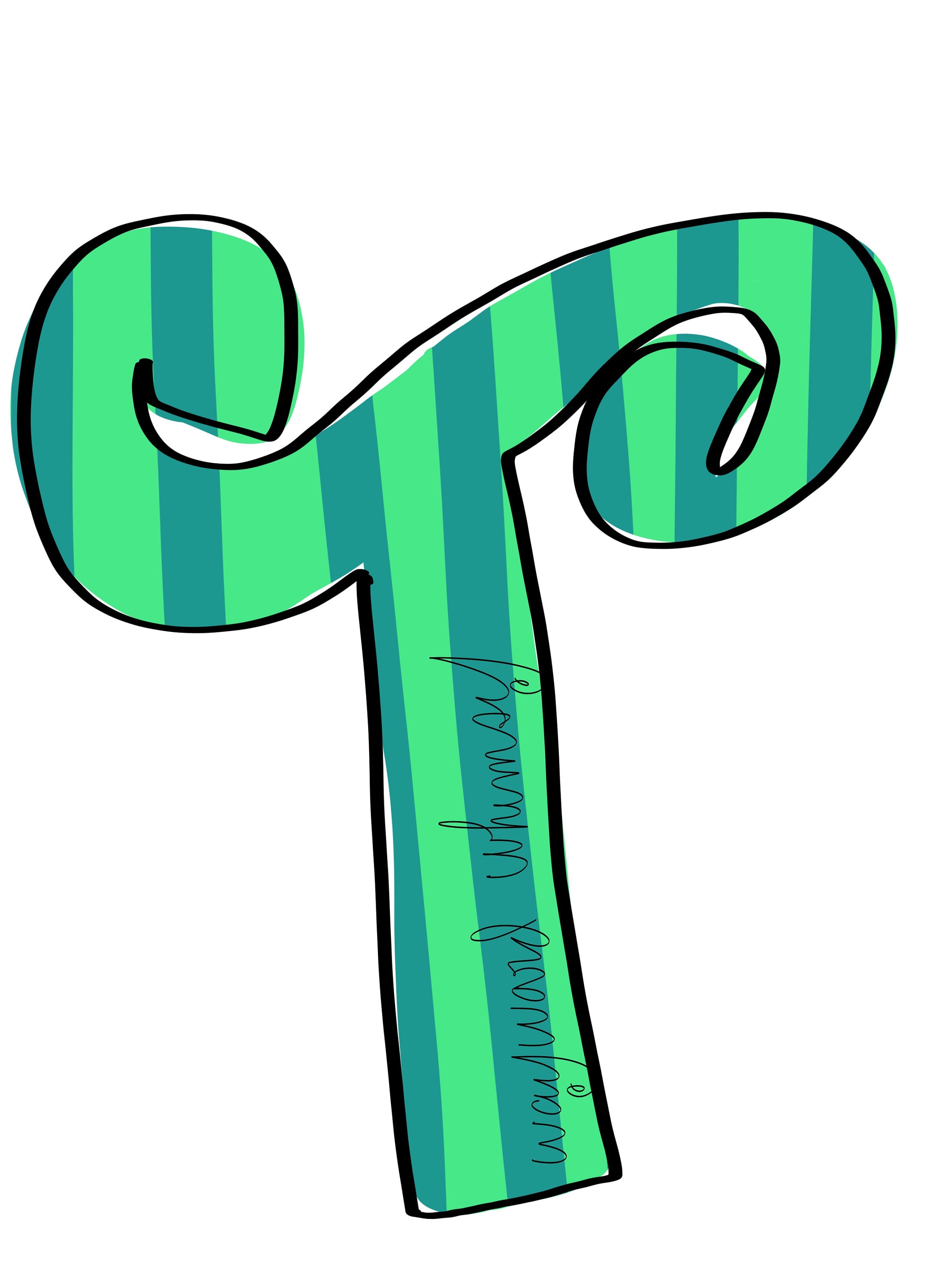 Letter T- Whimsical Curly Font Door Hanger Downloadable File Printable ...