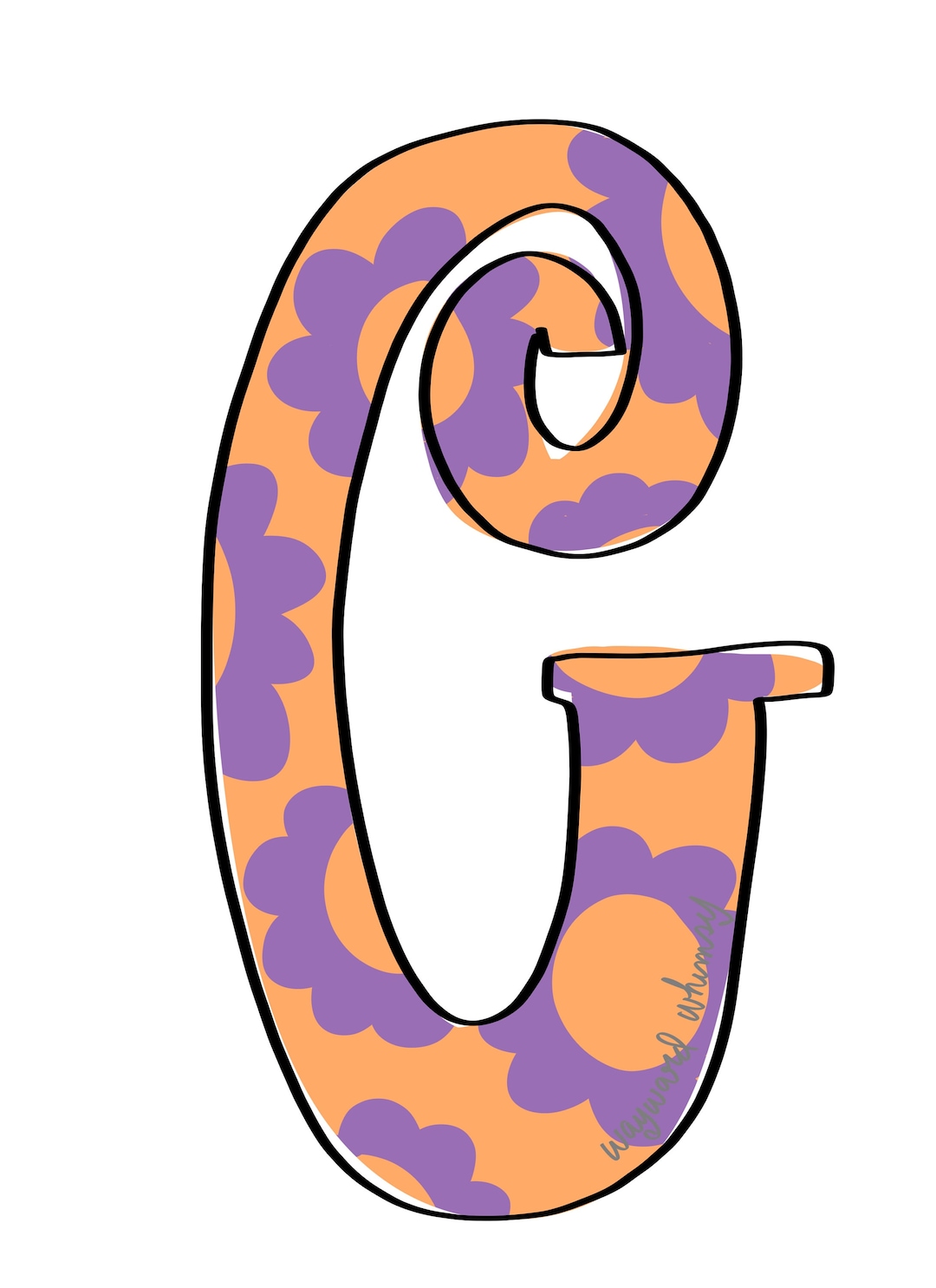 Letter C- Whimsical Curly Font Door Hanger Downloadable File Printable ...