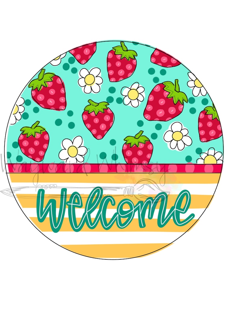 Strawberry Round Door Hanger Downloadable File Printable Template - Etsy