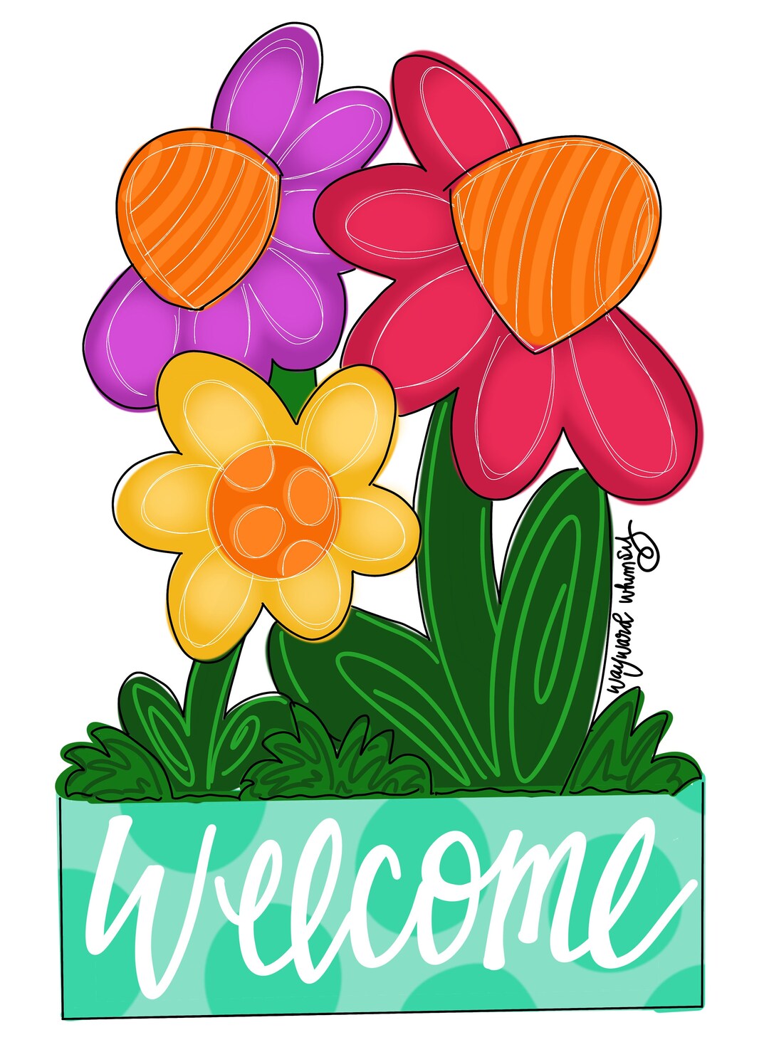Welcome Flowers Door Hanger Downloadable File Printable Template - Etsy