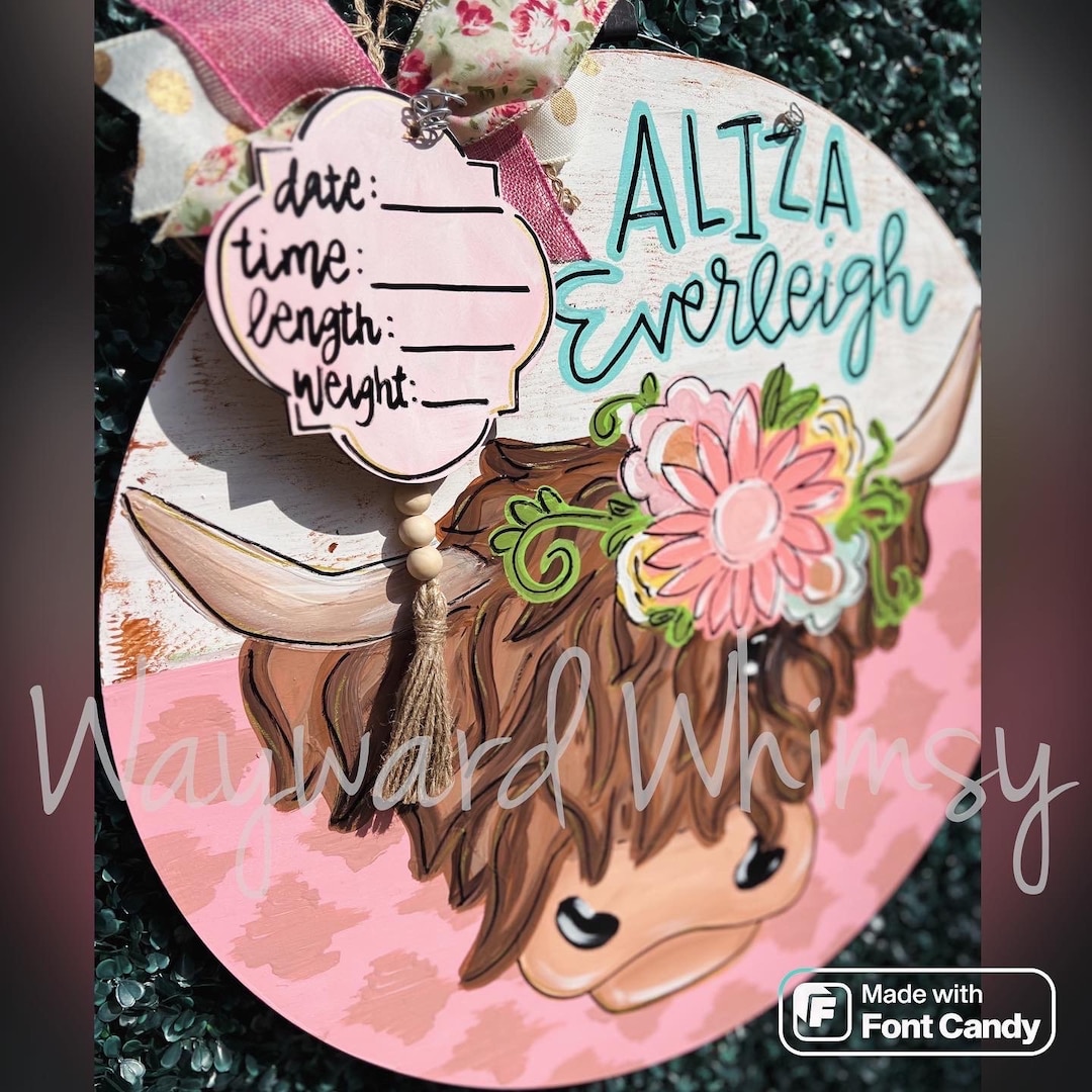 Rustic Highland Cow- Aztec- Southwestern Hospital Door Nursery Wood Cut ...