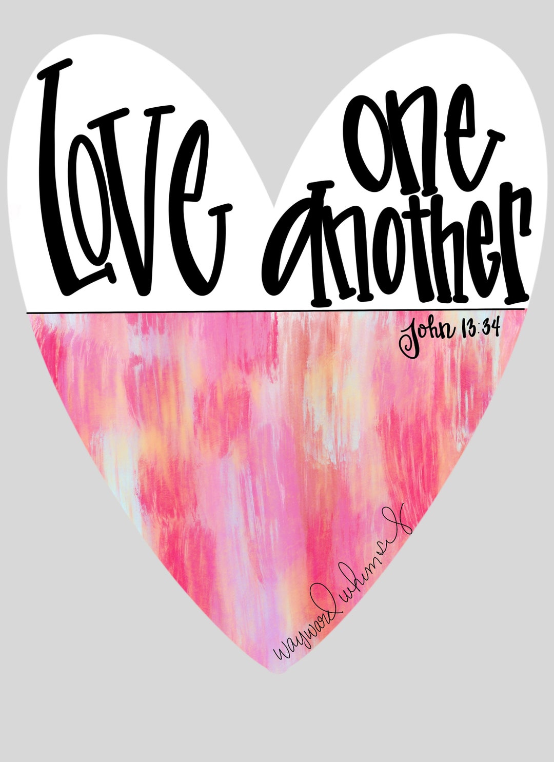 Love One Another Heart Door Hanger Downloadable File Printable Template ...