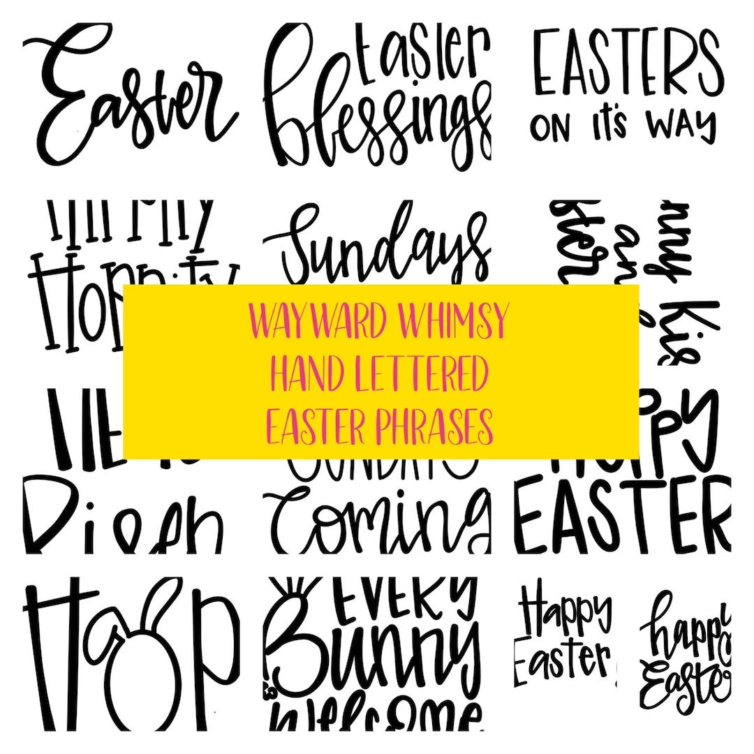 Easter Word Phrases- 13 Handlettered Phrases- Printable and Digital ...