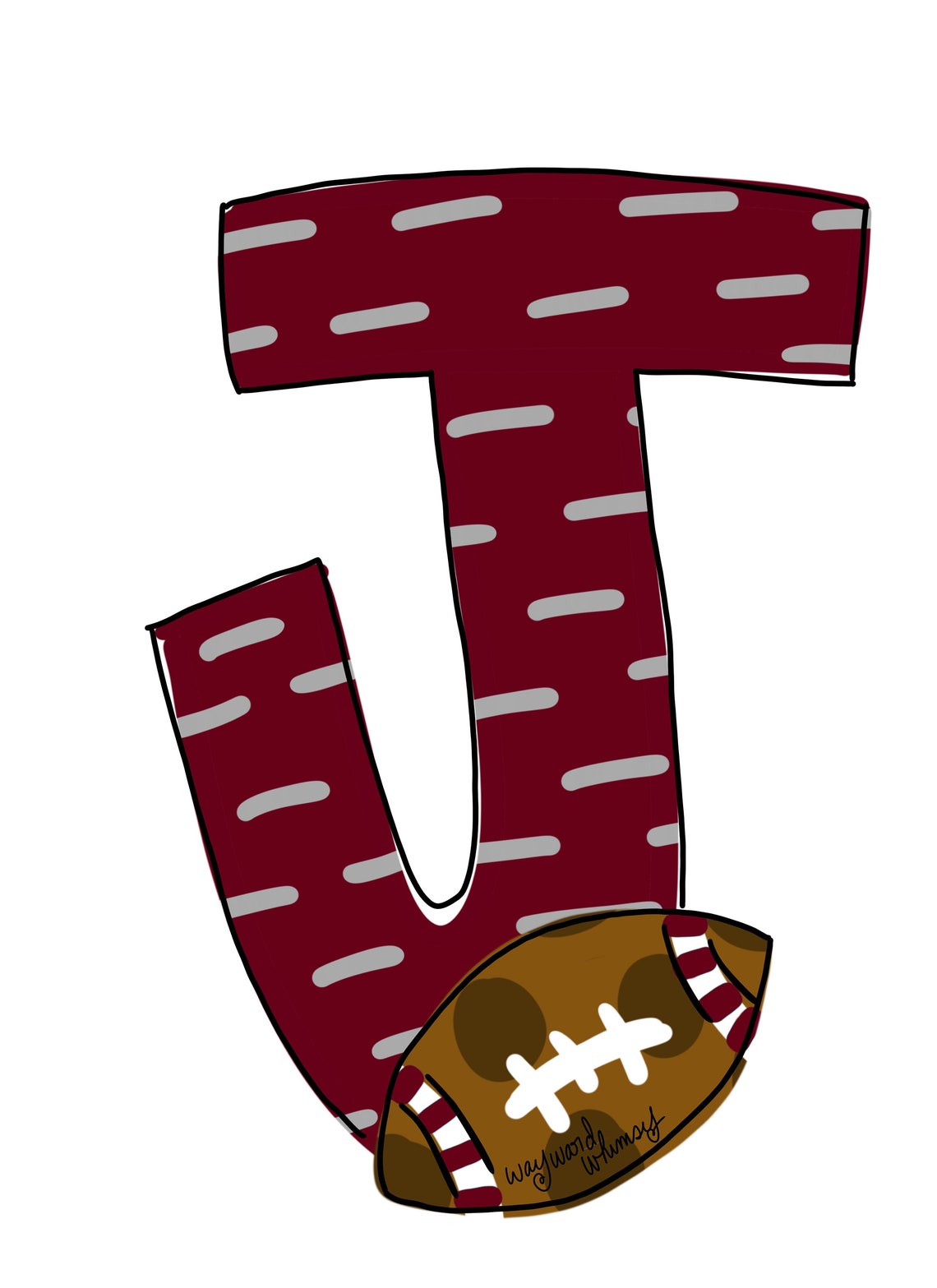 Letter J With Football- Whimsical Font Door Hanger Downloadable File ...