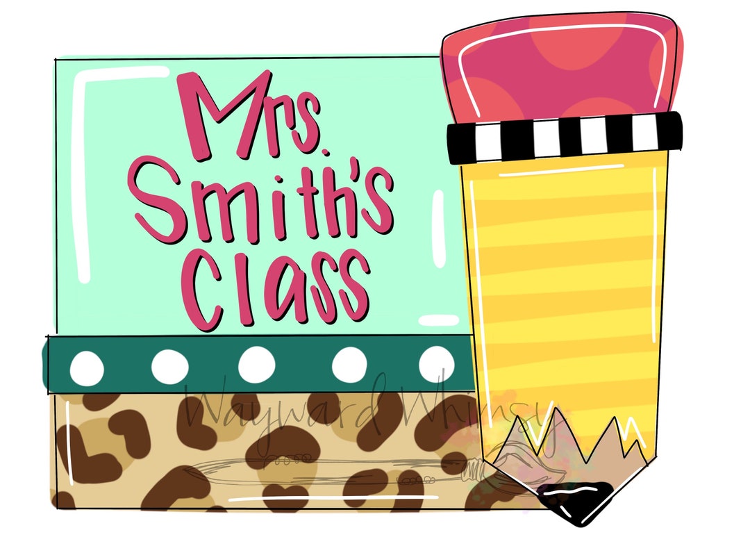 Teacher Pencil Sign Door Hanger Downloadable File Printable Template - Etsy