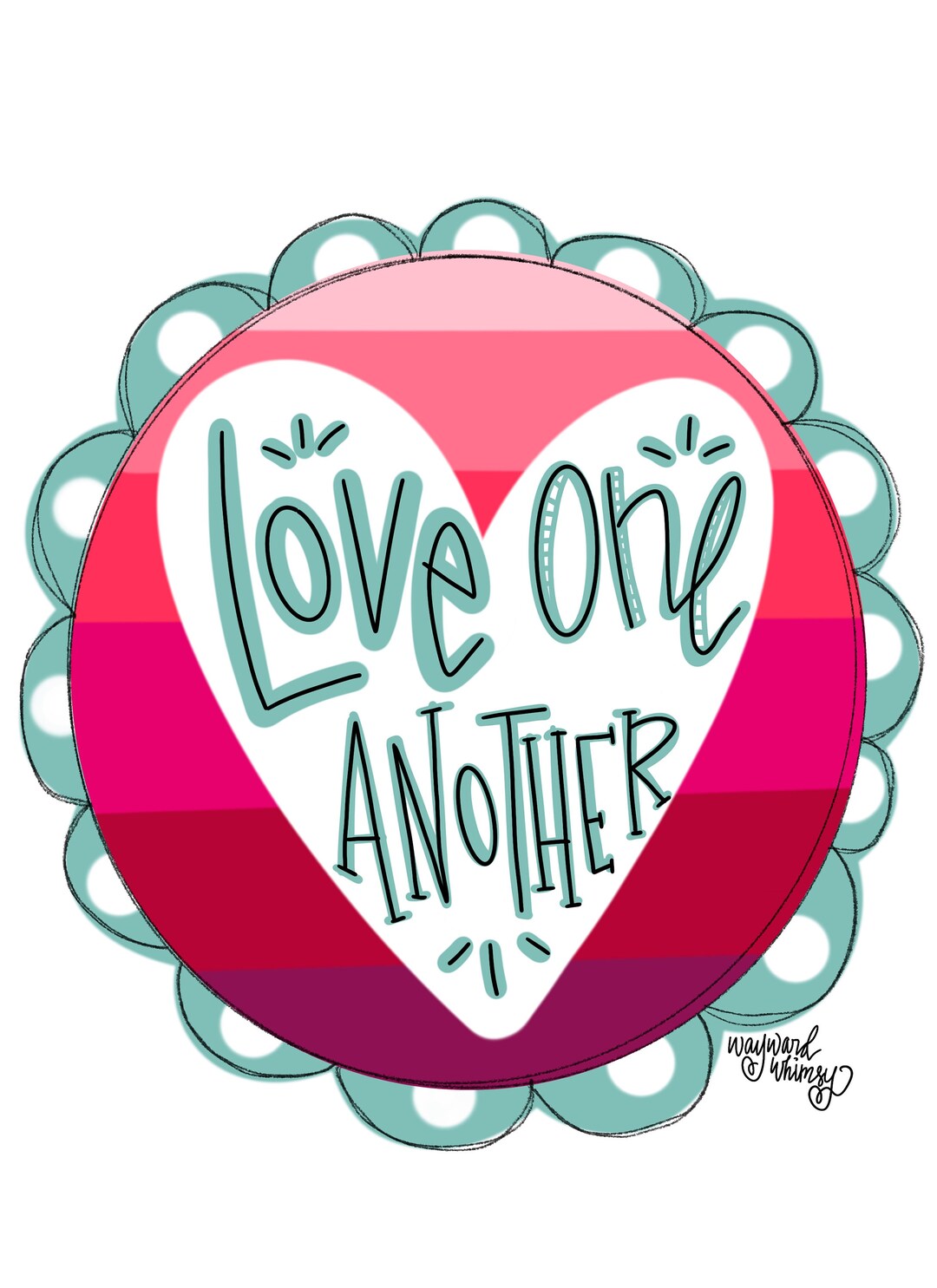 Love One Another Round Valentine Door Hanger Downloadable File ...