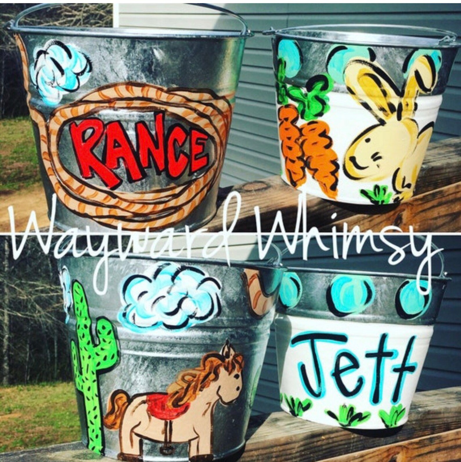 Western Cowboy Cowgirl Theme Personalized Galvanized Bucket | Etsy