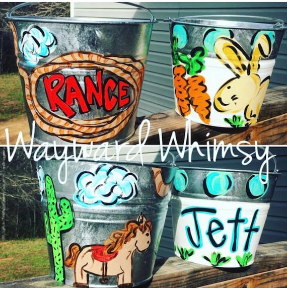 Western Cowboy Cowgirl Theme Personalized Galvanized Bucket | Etsy