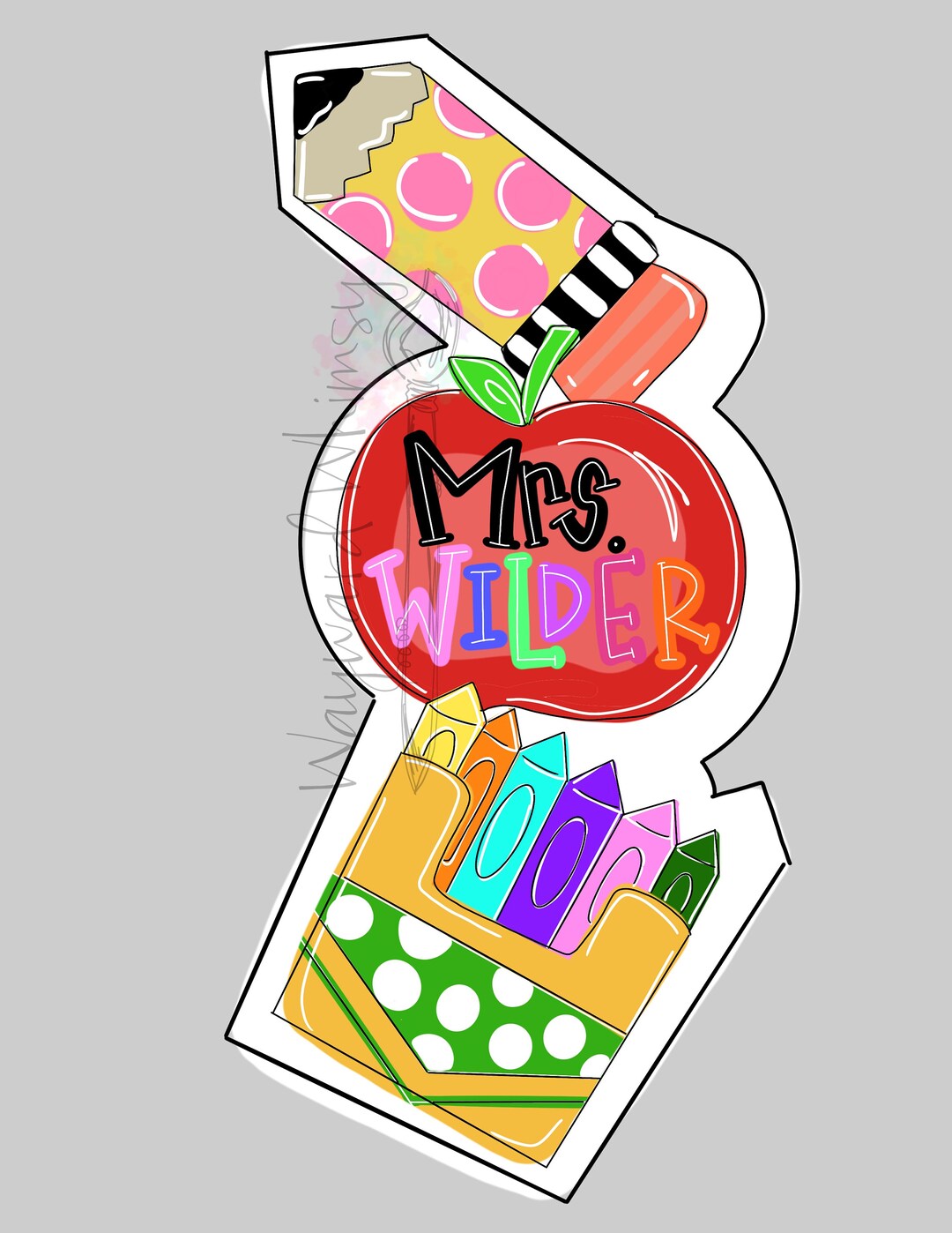 Teacher Pencil Apple Crayons Back to School Door Hanger Downloadable ...