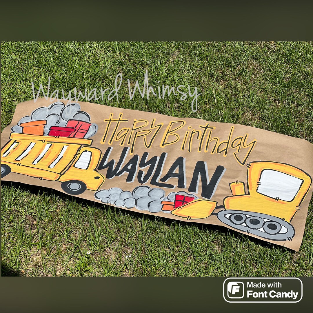 Hand Painted Custom Party Banner- Birthday Banner- Kraft Paper Banner ...