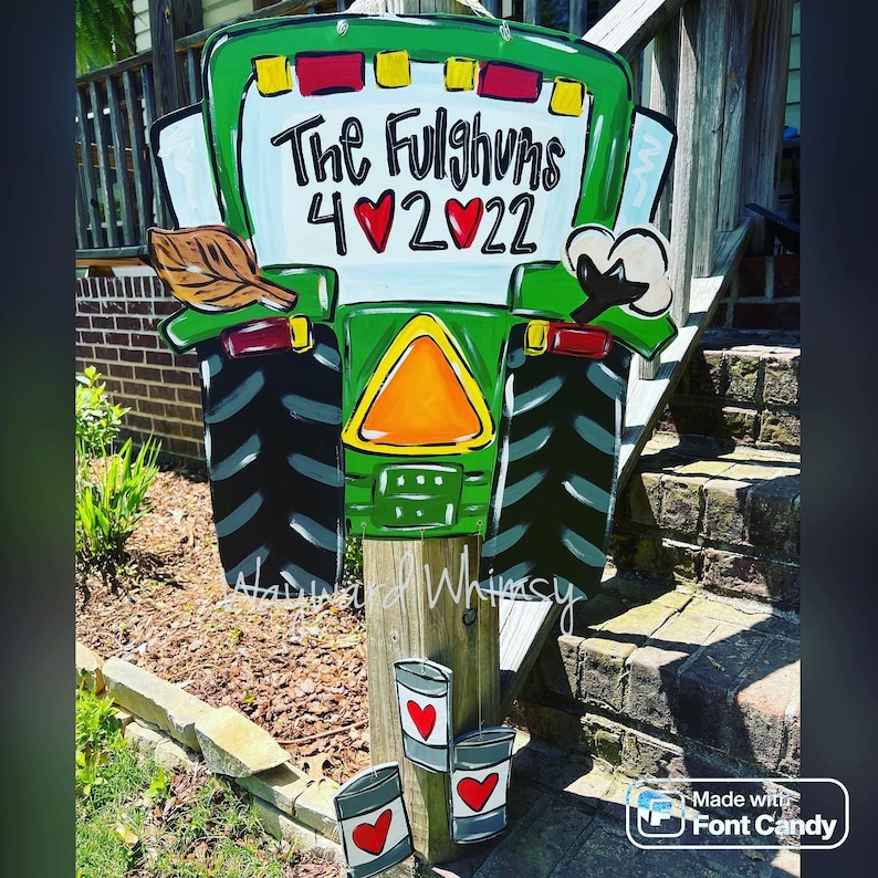 WEDDING Newlywed Farm Tractor Custom for You Wooden Door Hanger Door ...
