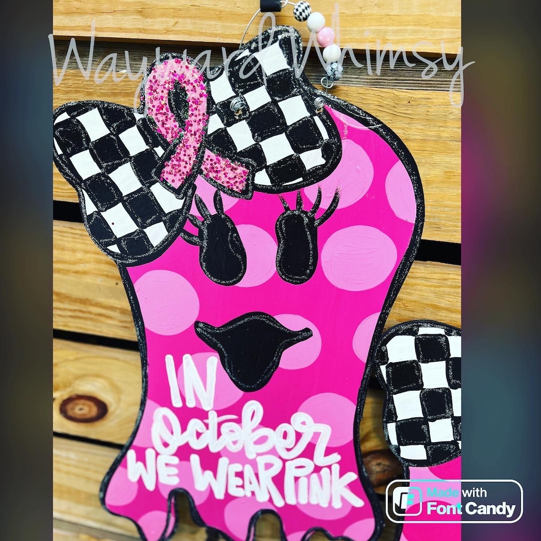 Pink Ghost- We Wear Pink- Breast Cancer Awareness-halloween Wooden Door ...