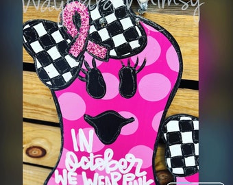 Breast Cancer Awareness Door Hanger Door Hanger Handmade - Etsy