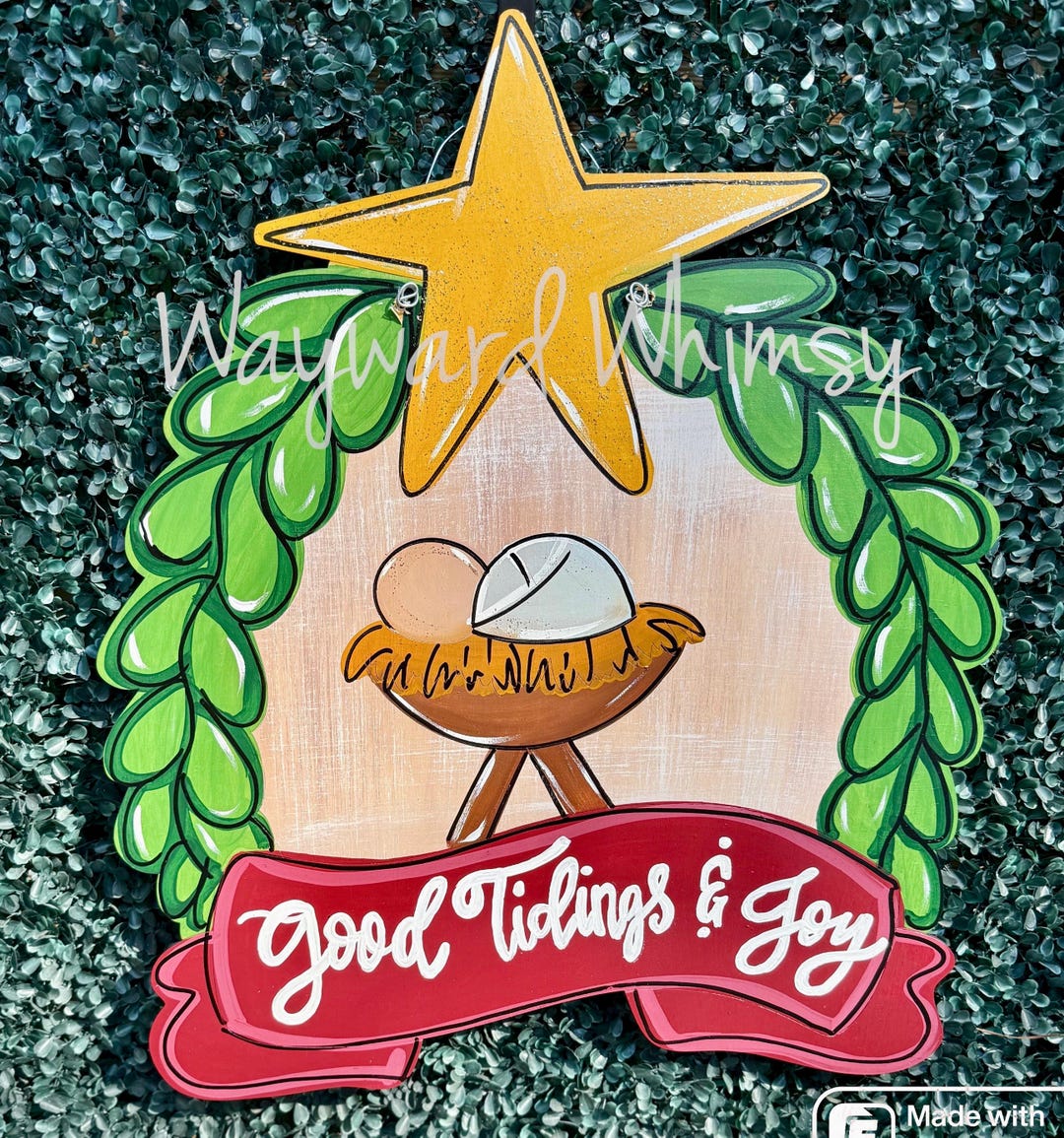 Nativity Scene Manger Scene Baby Jesus- Good Tidings & Joy Wood Cut Out ...
