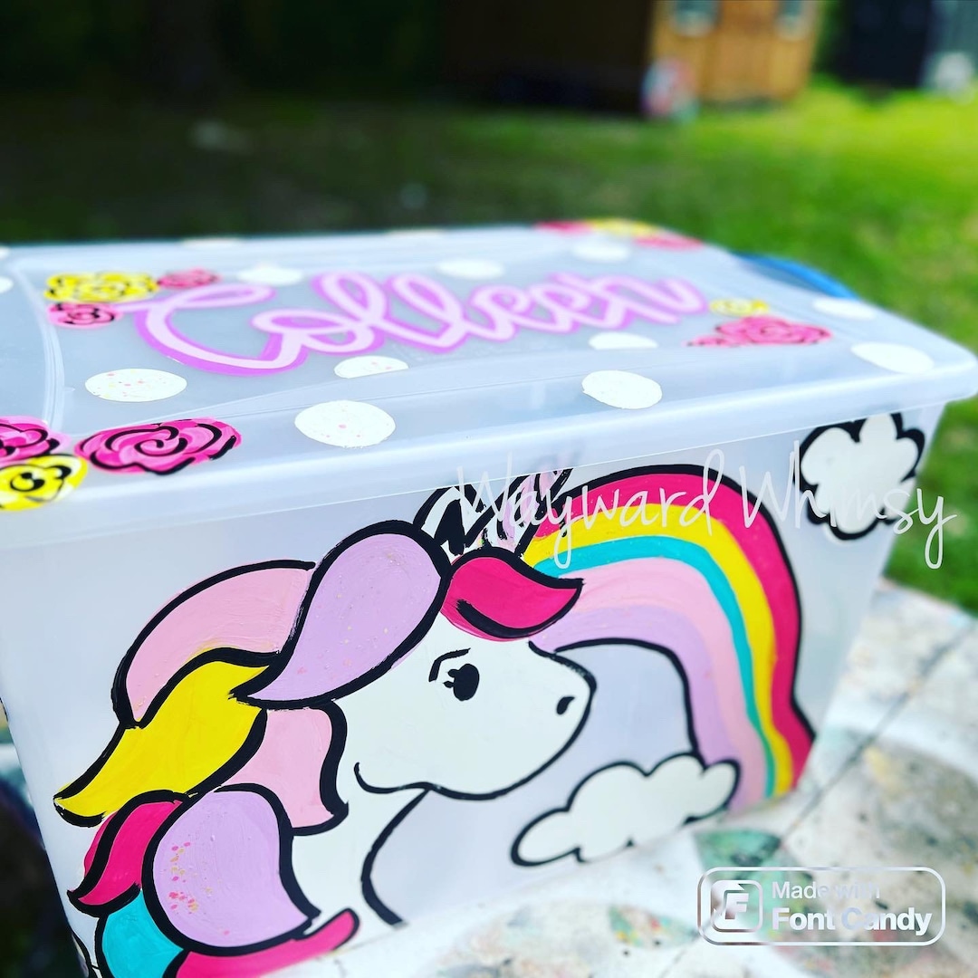 Custom Painted Memory Box- Keepsake Tote- Storage Box- Hand Painted Tub ...