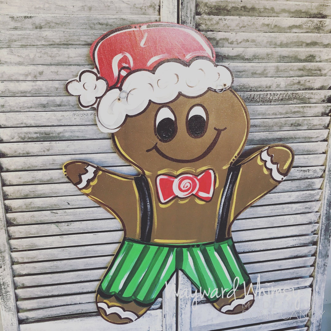 Gingerbread Boy Wood Cut Out Door Hanger - Etsy