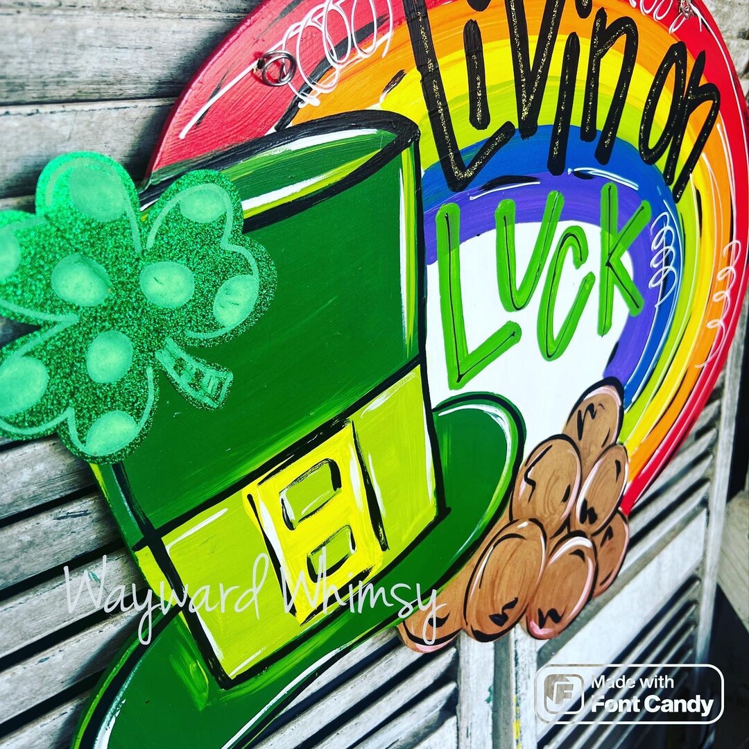 St. Patrick's Day Livin on Luck Wooden Door Hanger Door Sign Porch ...